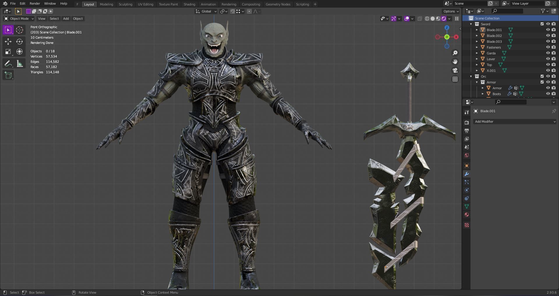 3D model Fantasy orc in armor with a sword VR / AR / low-poly | CGTrader