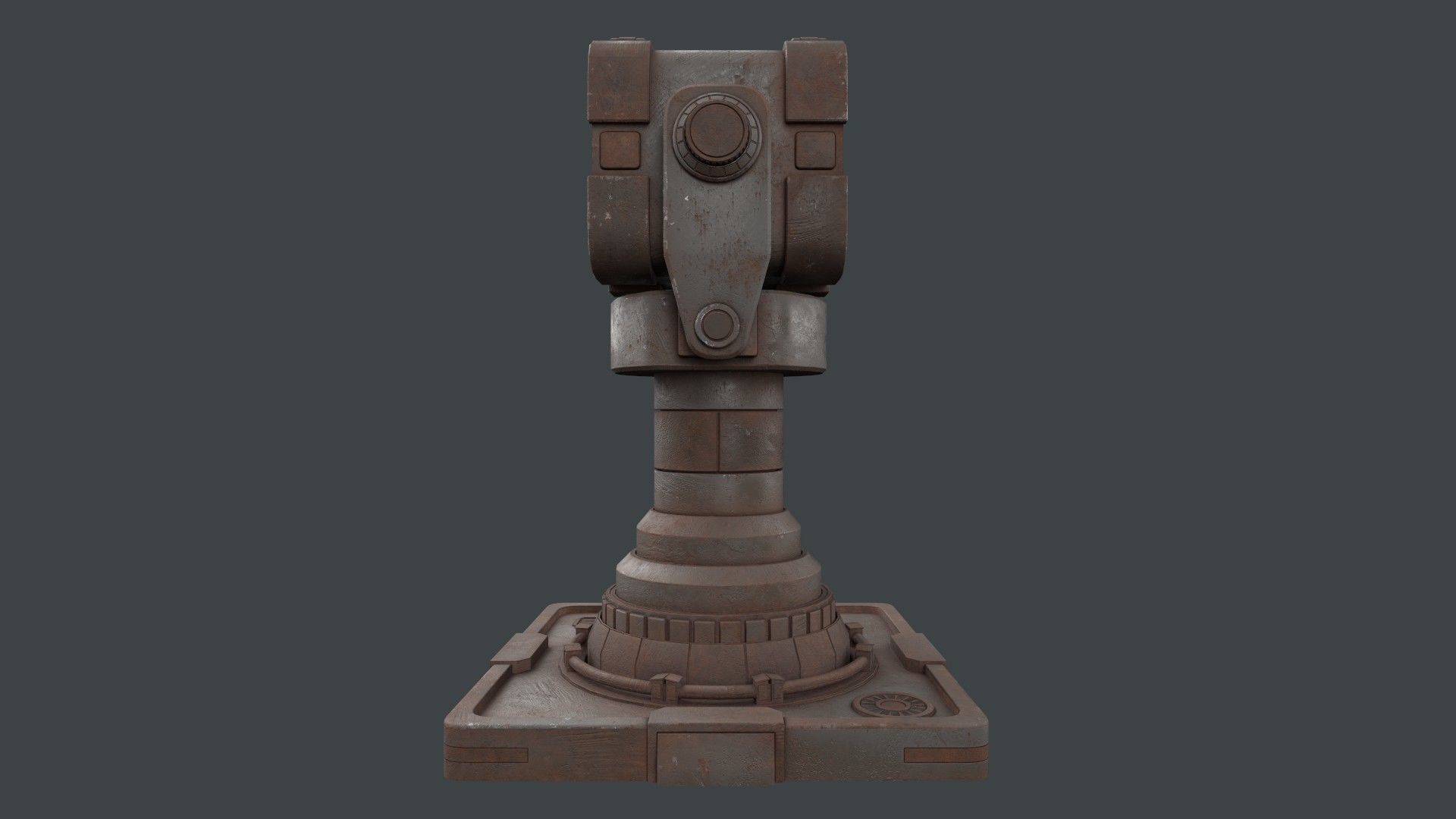 Simple 3x3 Rusty Missile Turret 3D model | CGTrader