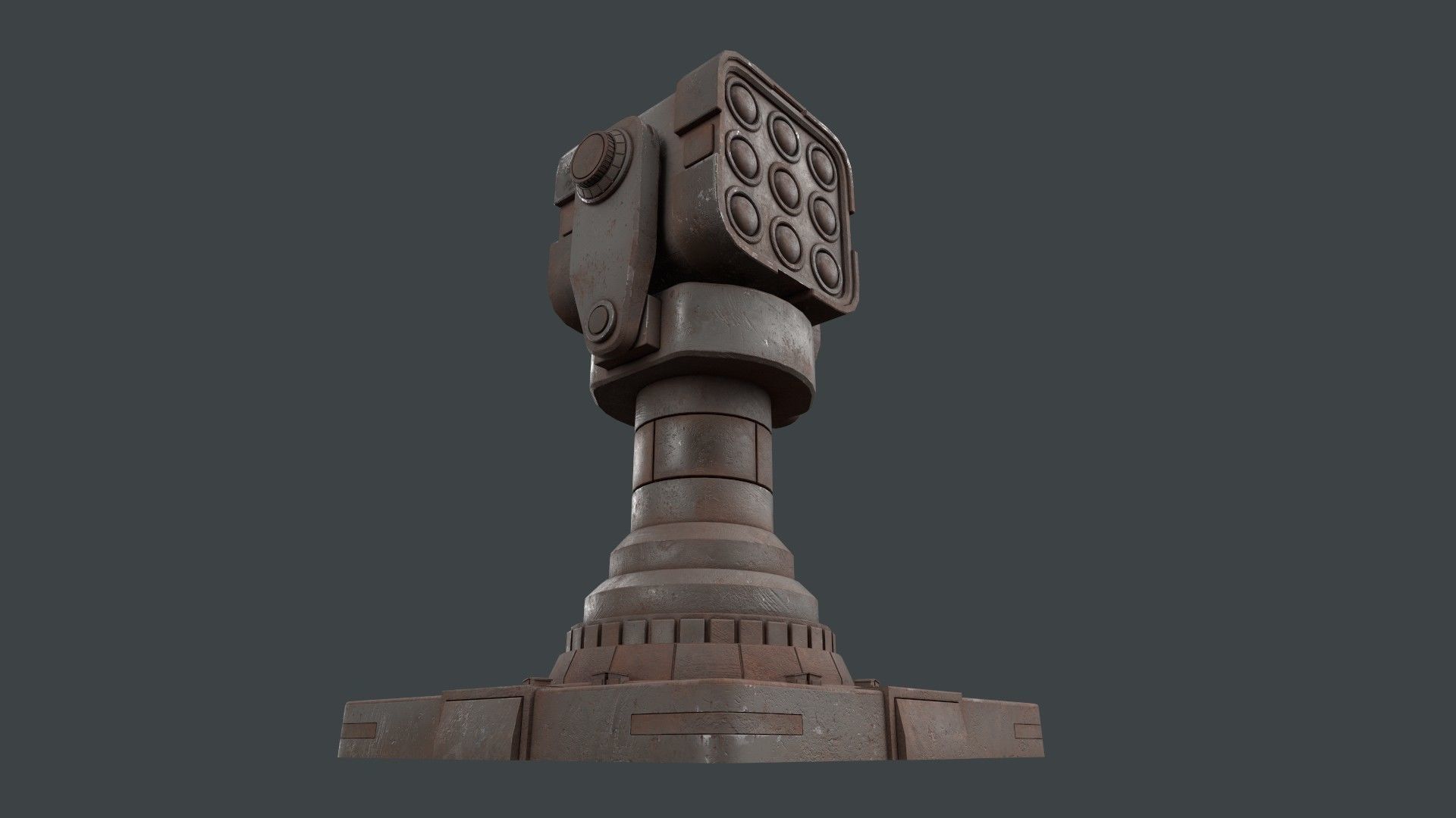 Simple 3x3 Rusty Missile Turret 3D model | CGTrader