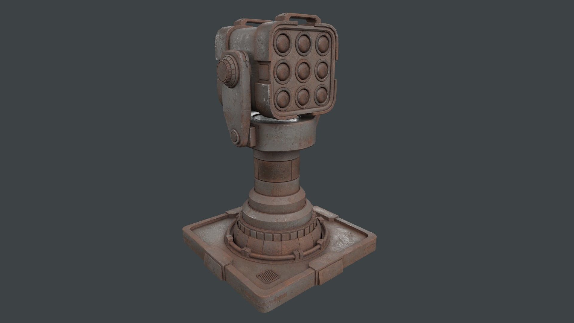 Simple 3x3 Rusty Missile Turret 3D model | CGTrader