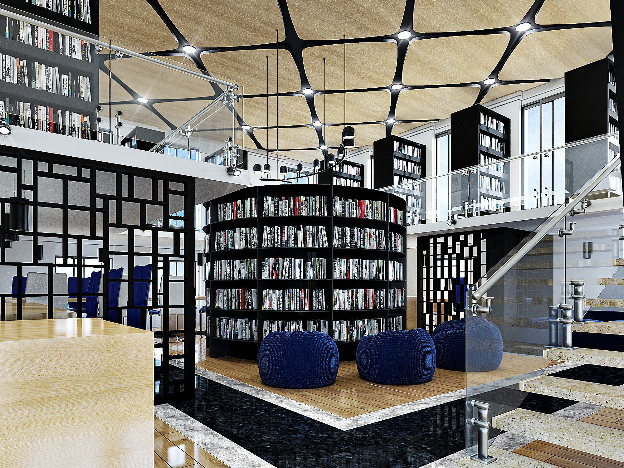 Public Library Interior Design Scene 3D model | CGTrader