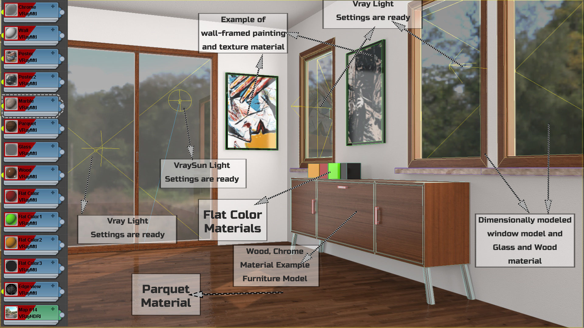 3D model V-Ray Interior Preset Scene for Vray fast and quality VR / AR ...