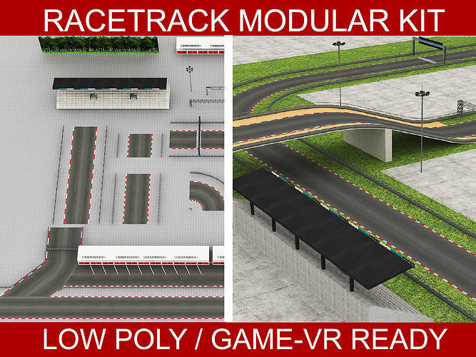 3D model Race Track Modular Kit for Game and Big Projects unitypackage ...
