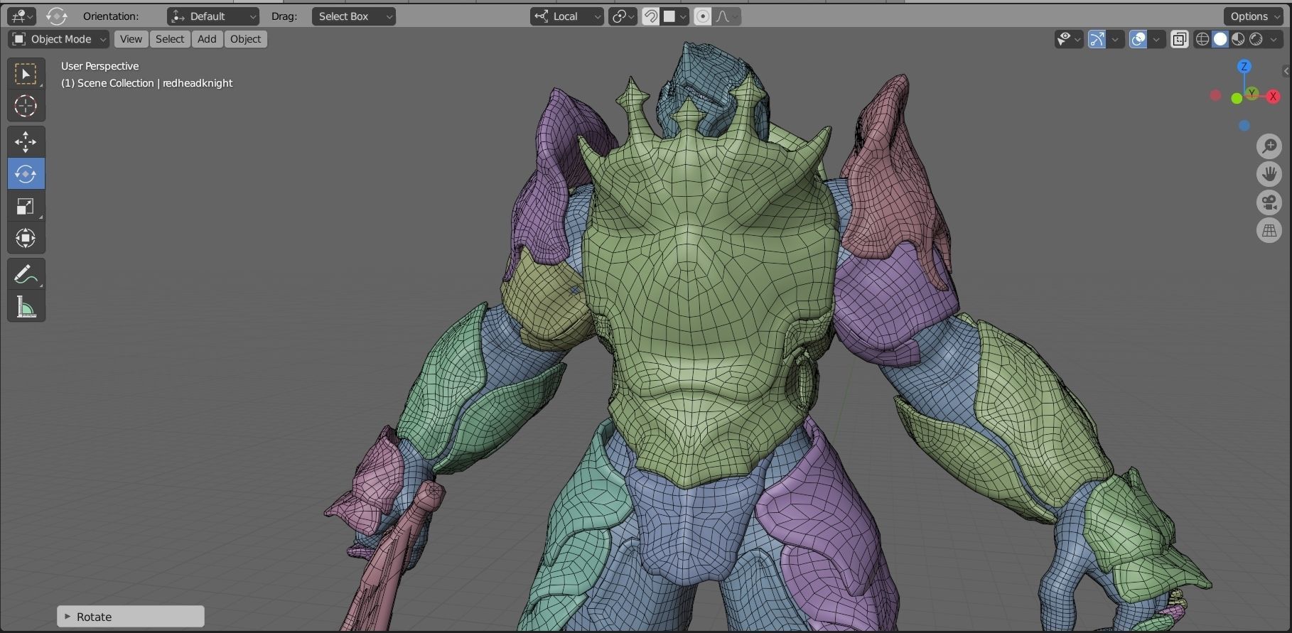 3D model Fantasy red head knight character VR / AR / low-poly rigged ...