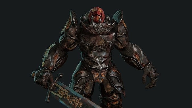 3D model Fantasy red head knight character VR / AR / low-poly rigged ...