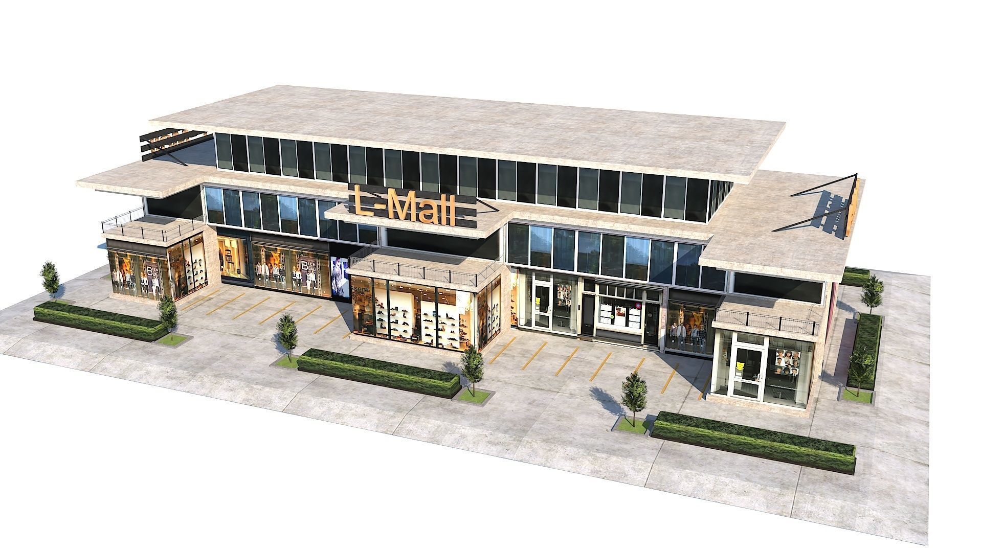 3D model Simple and Effective Mall Shopping Store Building VR / AR ...