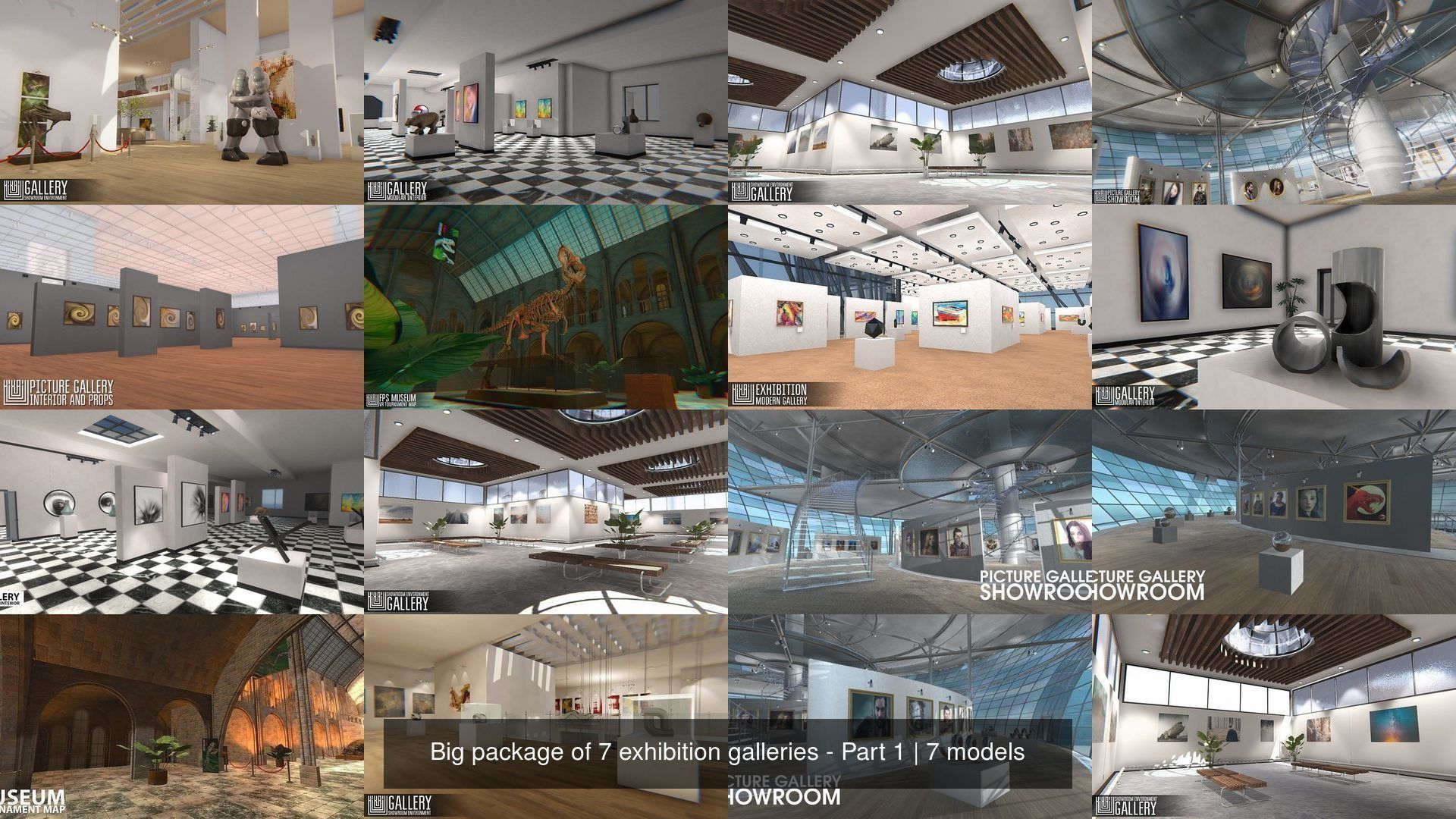 Big package of 7 exhibition galleries - Part 1 3D Model Collection ...