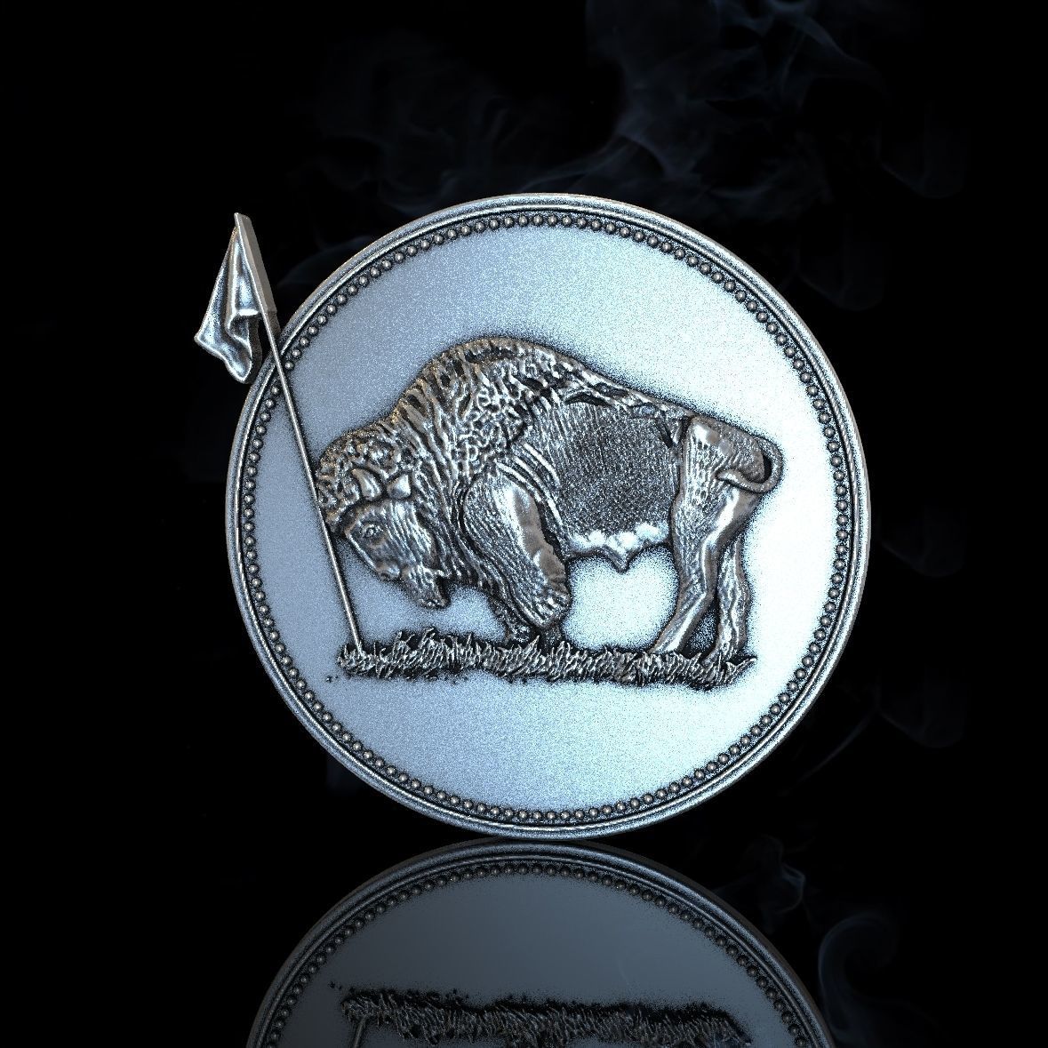 BUFFALO silver coin with bison 3D model 3D printable | CGTrader