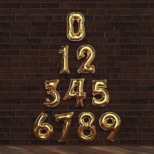 Inflated Foil Numeric Balloons 3D model | CGTrader