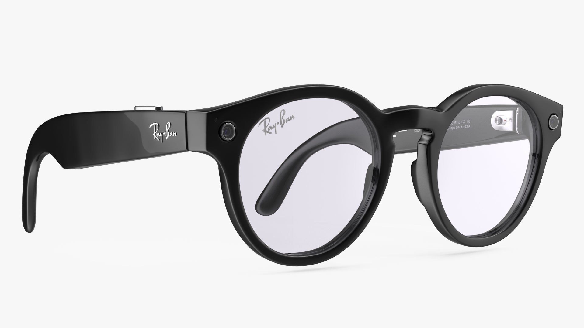 Ray Ban Stories Round Smart Glasses Black Clear 3D model | CGTrader