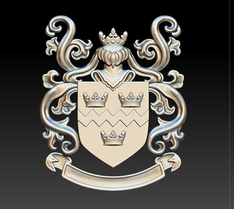 Coat of arms KNIGHT WITH CROWN 3D model 3D printable | CGTrader