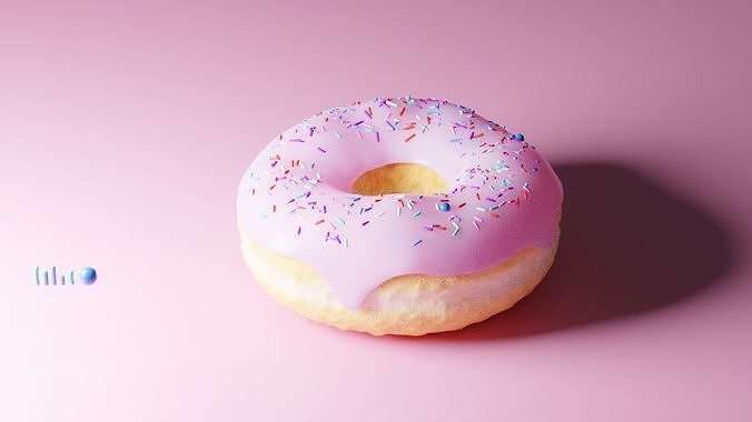 3D model Donut with icing PBR low-poly game ready VR / AR / low-poly ...