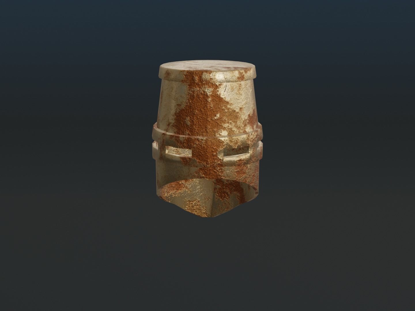 3D model Rusted Medieval great helmet - medieval helmet VR / AR / low ...