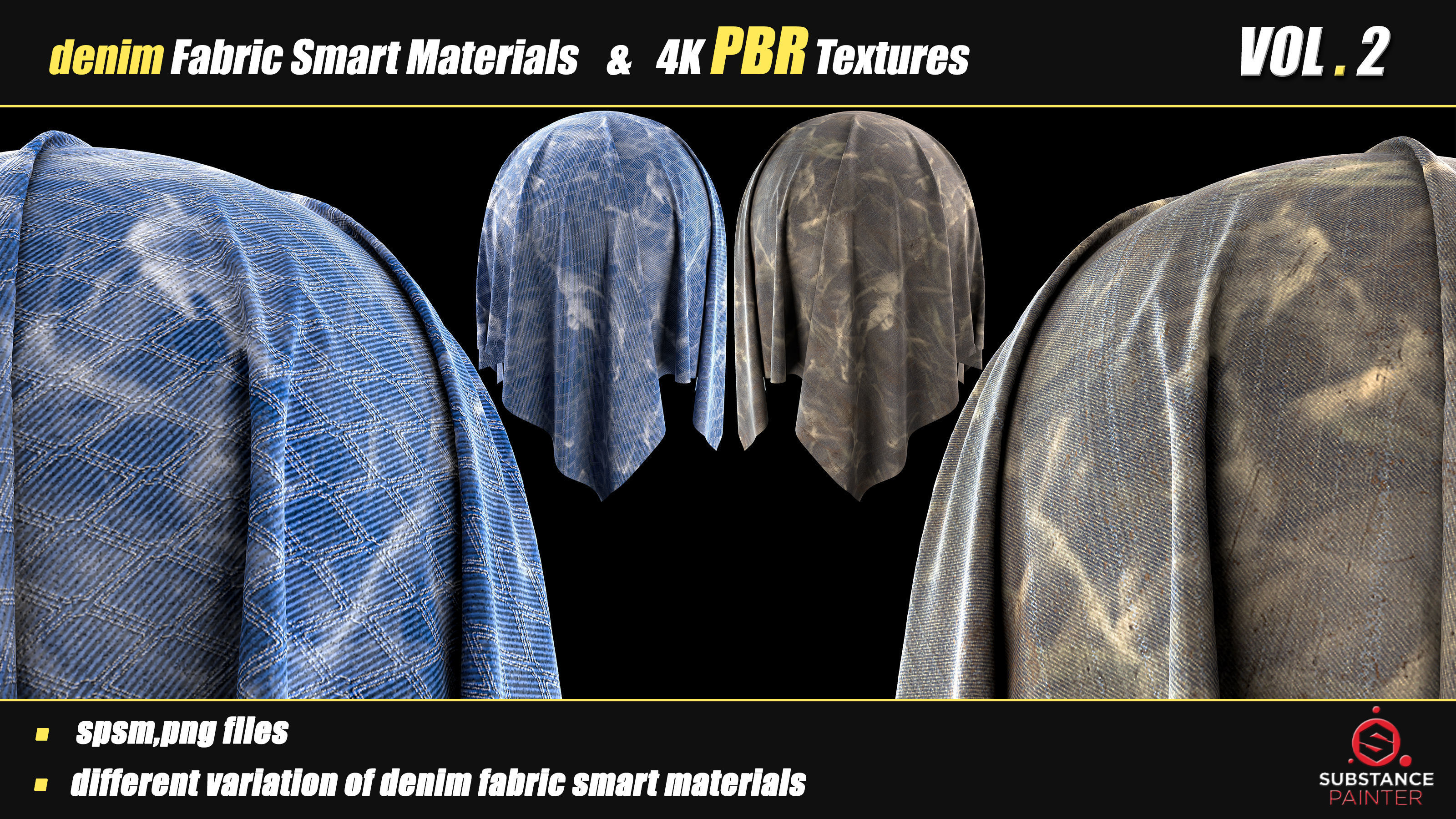 30 Denim Fabric Smart Material Bundle and 4K PBR Texture VOL 02 Texture ...