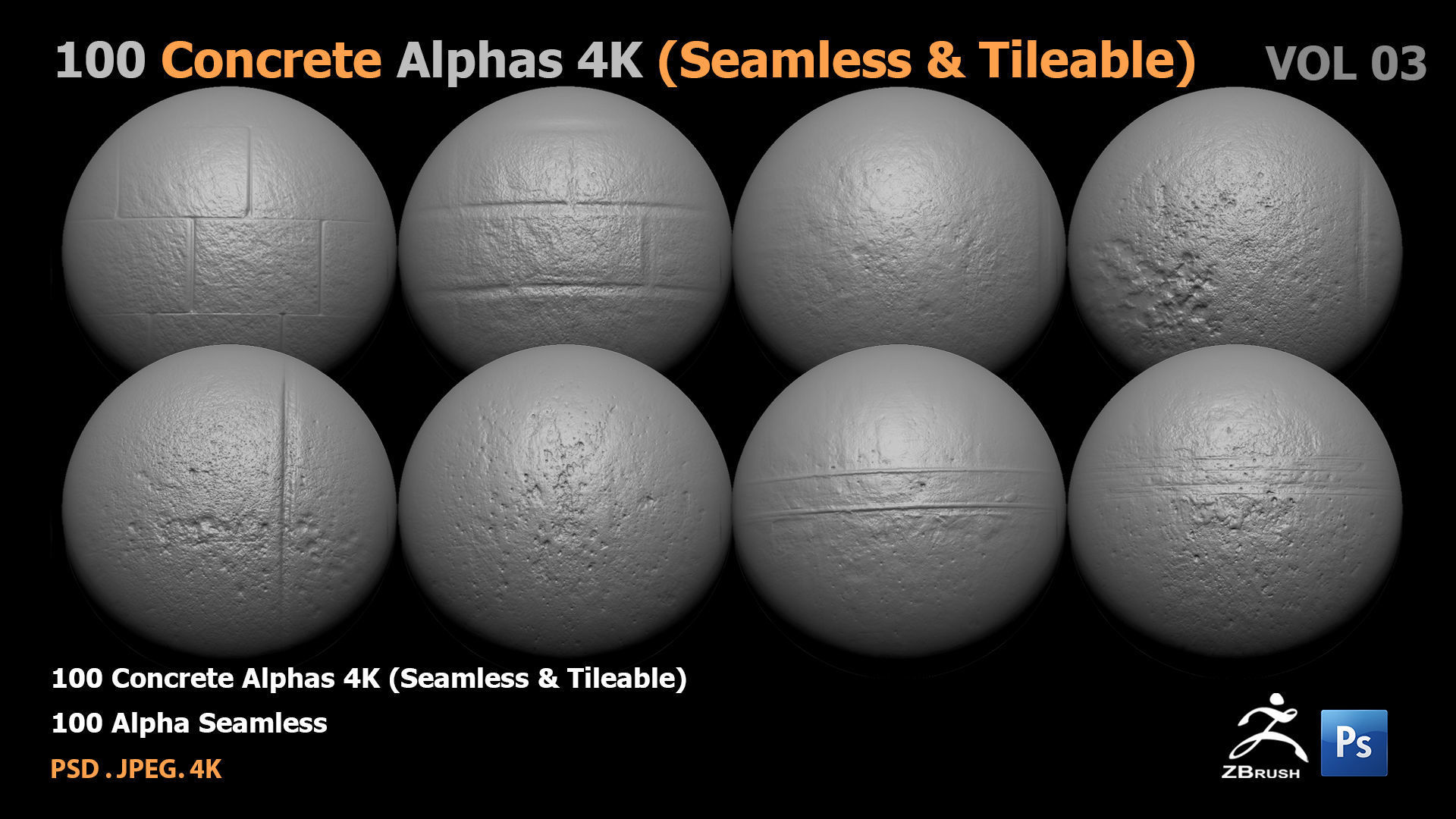 100 Concrete Alphas 4K- Seamless -Tileable Texture | CGTrader