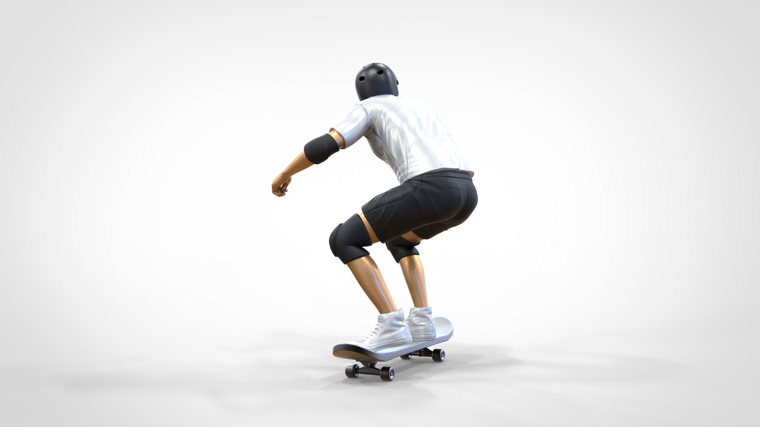 N1 Skateboarder Skateboarding with skateboard 3D model 3D printable ...