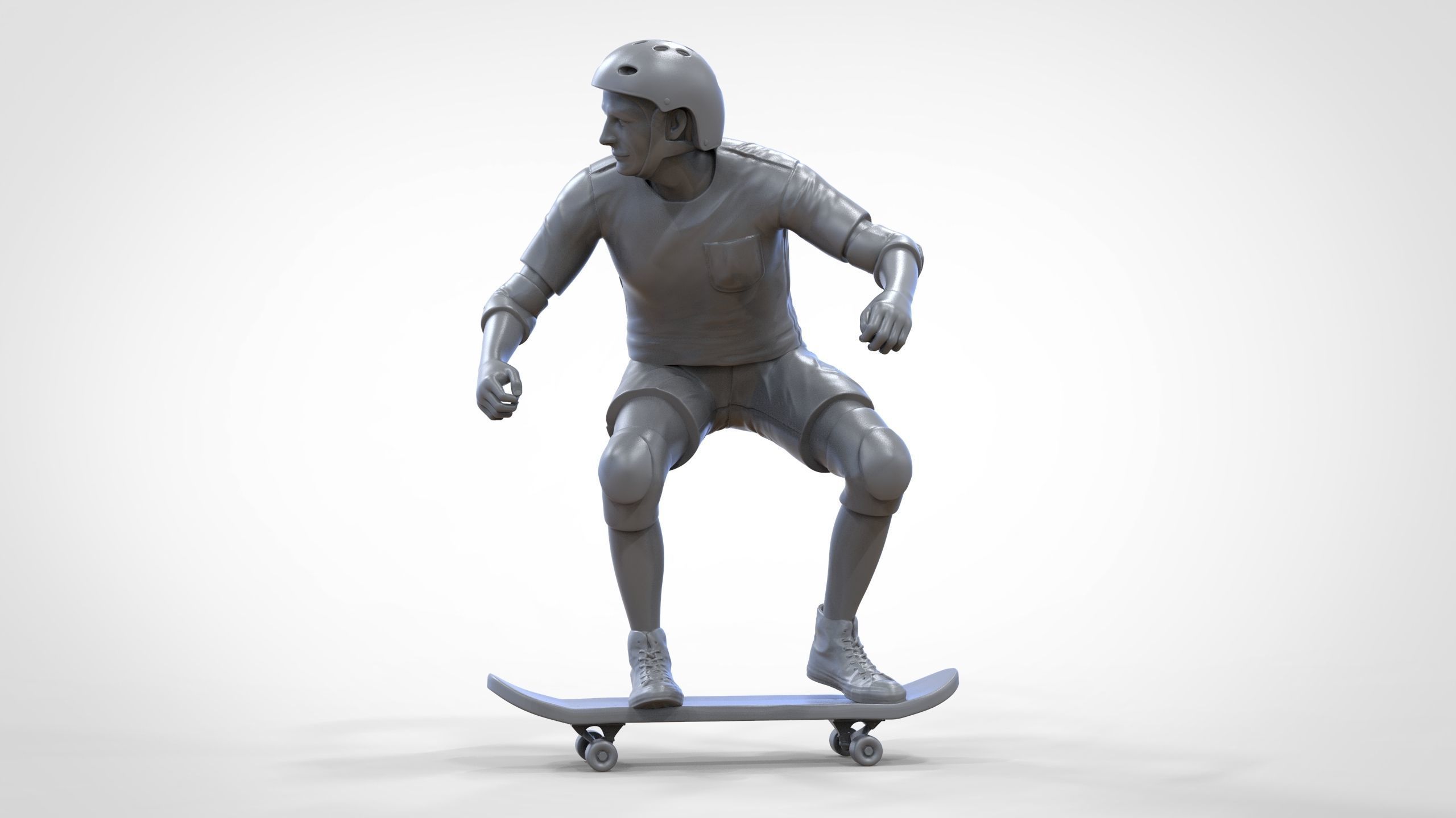 N1 Skateboarder Skateboarding with skateboard 3D model 3D printable ...