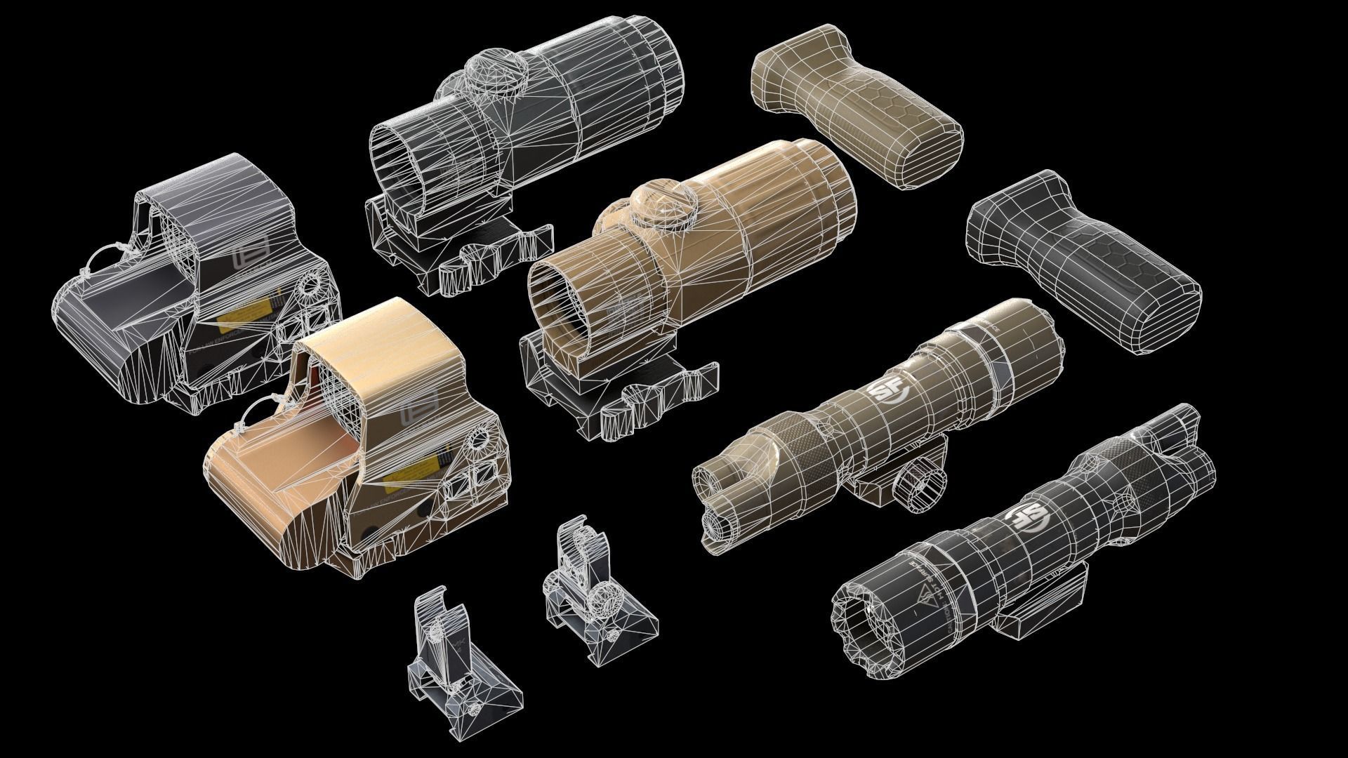 3D model Weapon Attachments Bundle - PBR - Game Ready VR / AR / low ...