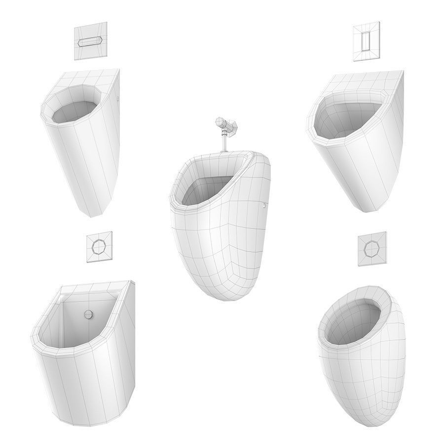 3D model Urinal with flush buttons 2 set VR / AR / low-poly | CGTrader