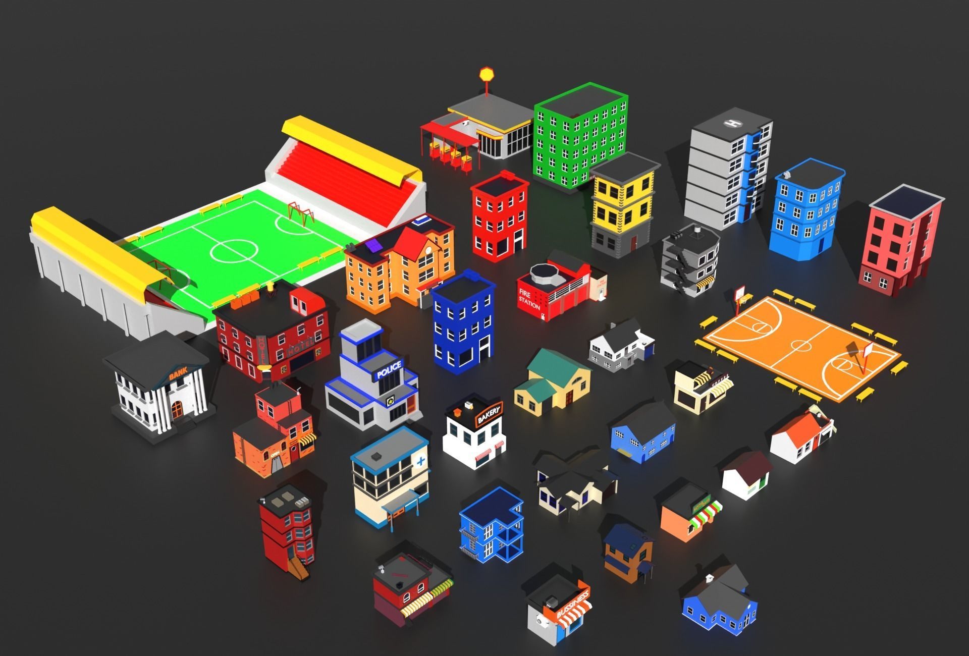 3D model Low Poly City Pack Collection VR / AR / low-poly | CGTrader