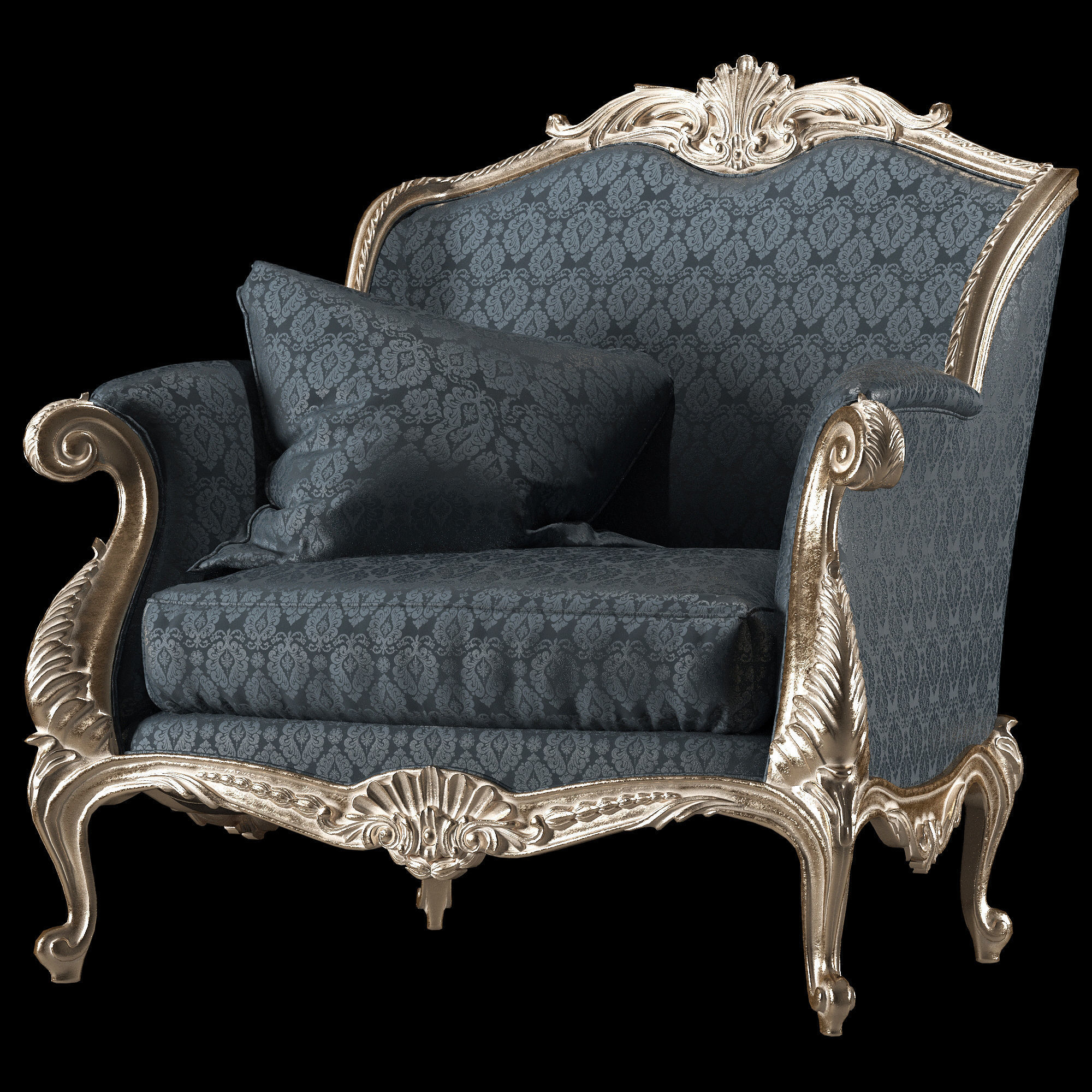 rococo sofa and armchair set 3D model | CGTrader