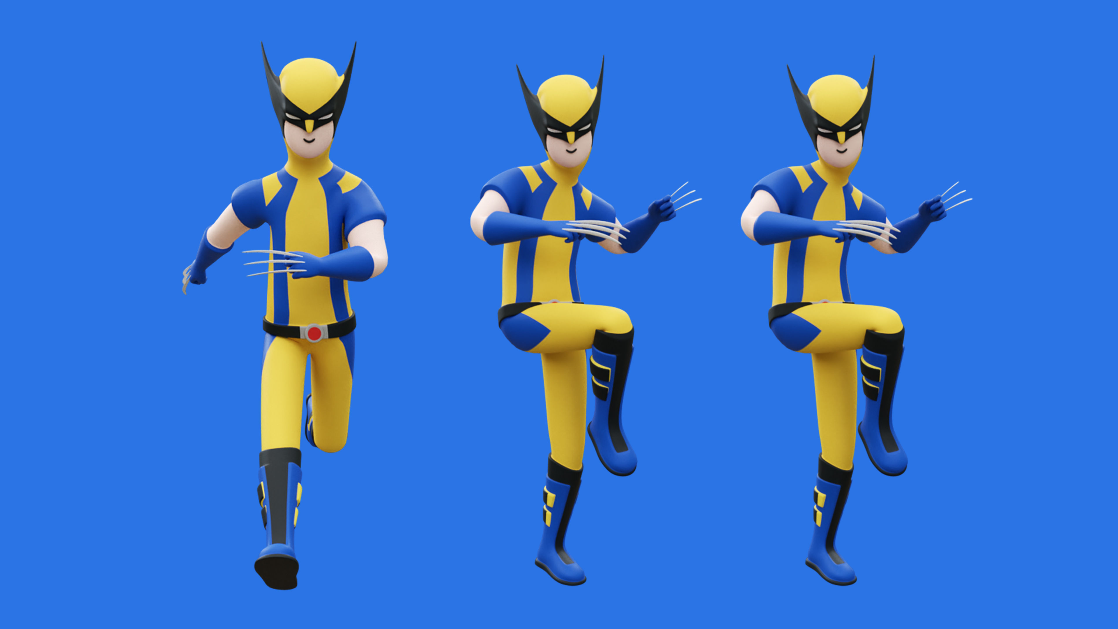 3D model superheroes characters 3 07 VR / AR / low-poly rigged animated ...