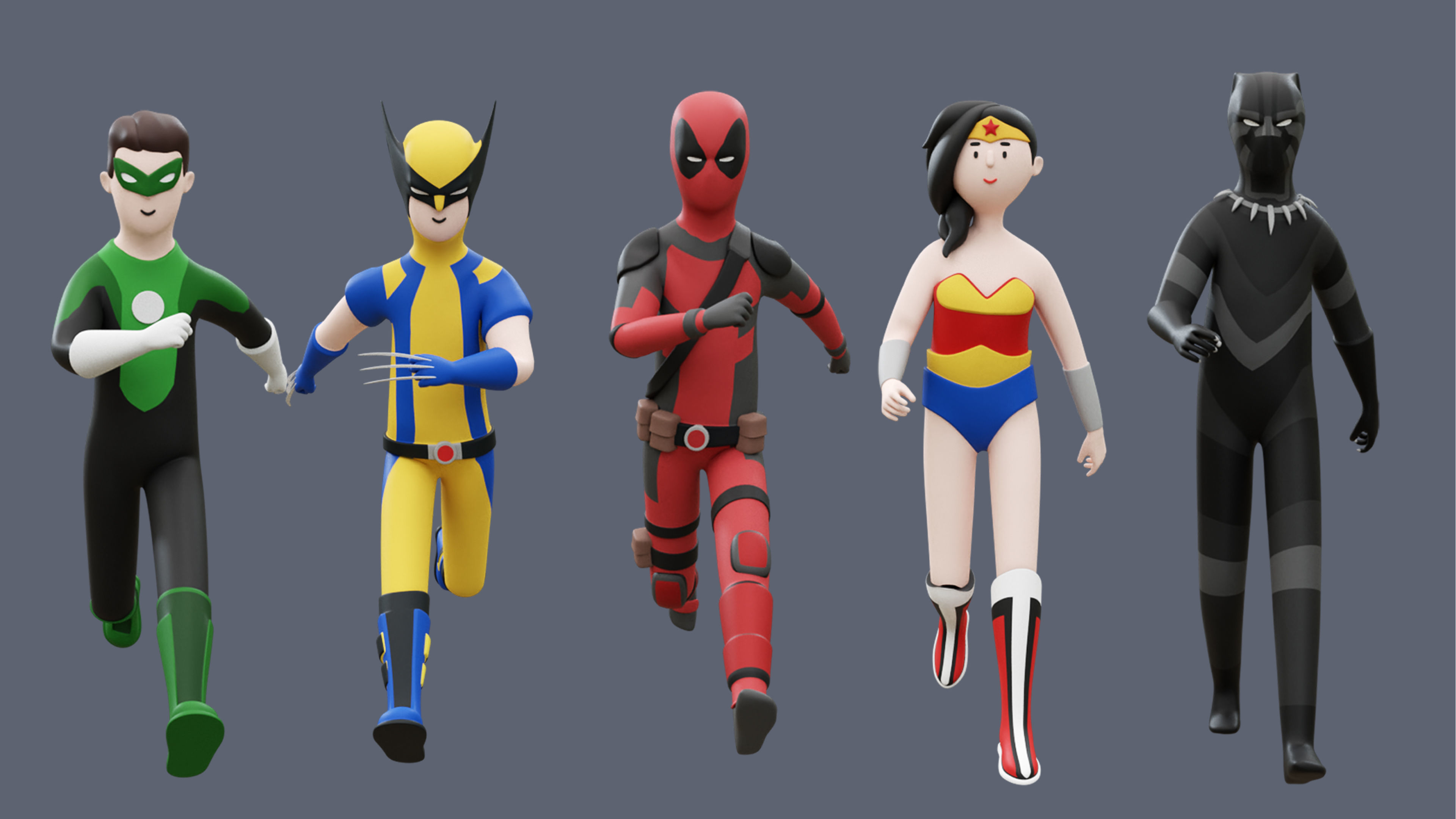 3D model superheroes characters 3 07 VR / AR / low-poly rigged animated ...