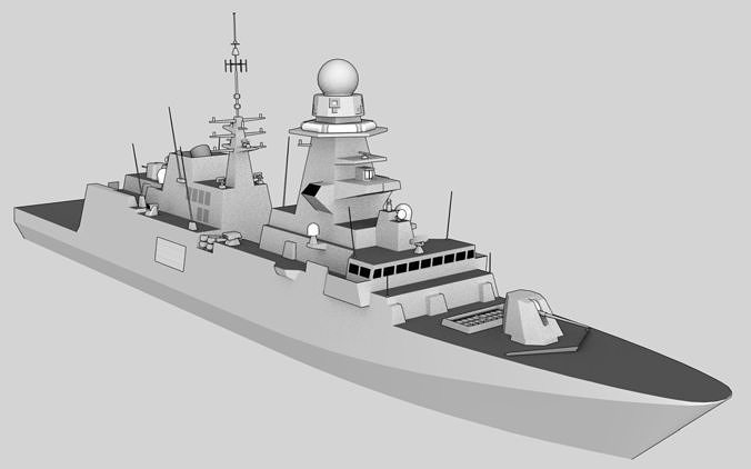 3D model FFG Bergamini FREMM class VR / AR / low-poly | CGTrader