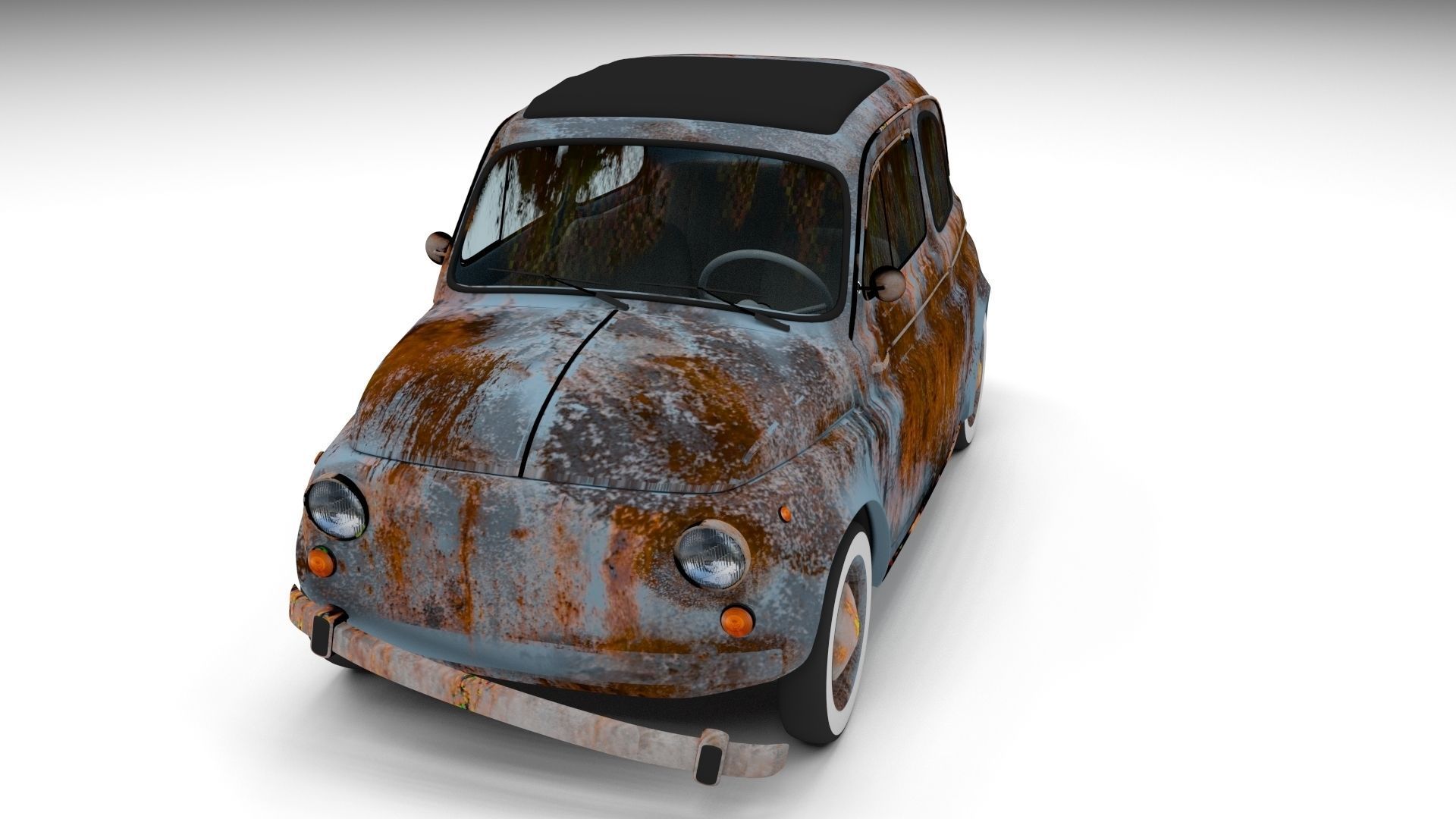 Fiat 500 Nuova 1957 with interior rusty HDRI 3D model | CGTrader
