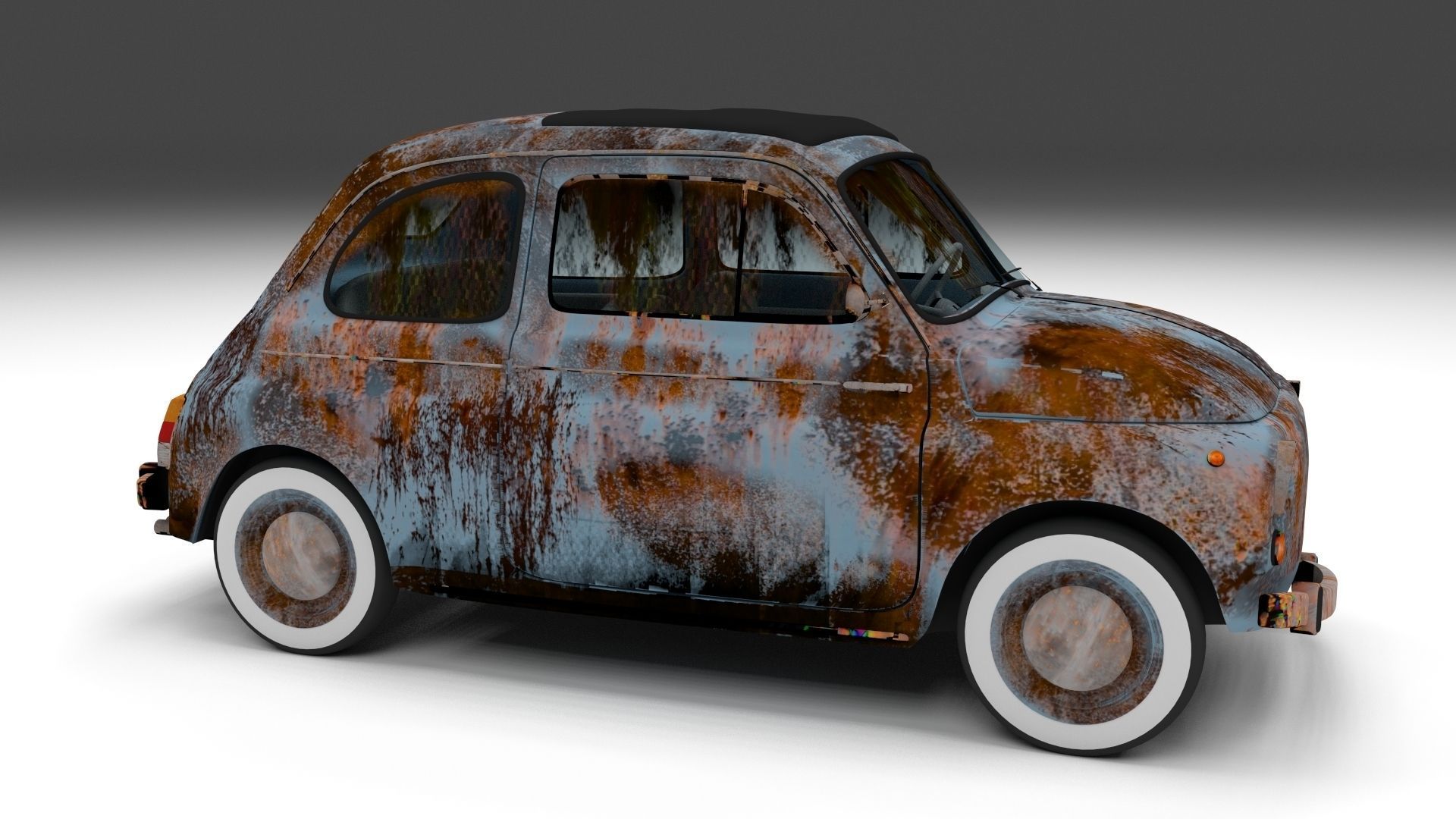 Fiat 500 Nuova 1957 with interior rusty HDRI 3D model | CGTrader