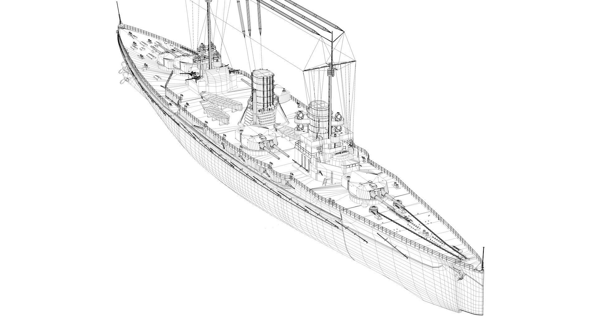 Moltke Class Battlecruiser 3D model rigged | CGTrader
