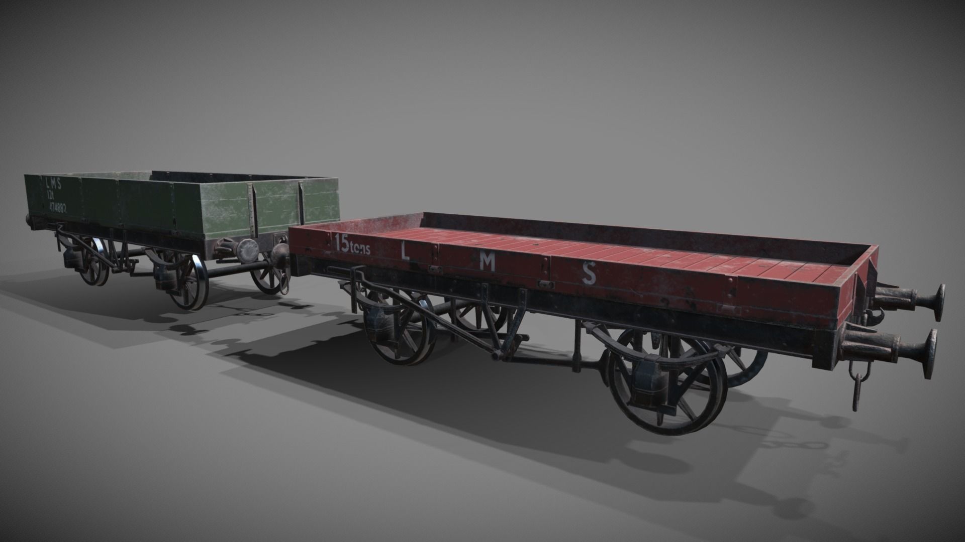 3D model 1-plank - 3plank rail wagon VR / AR / low-poly | CGTrader