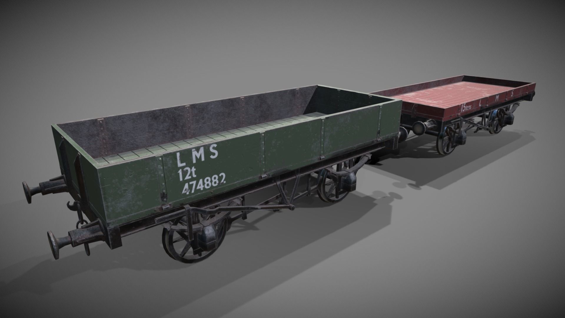 3D model 1-plank - 3plank rail wagon VR / AR / low-poly | CGTrader