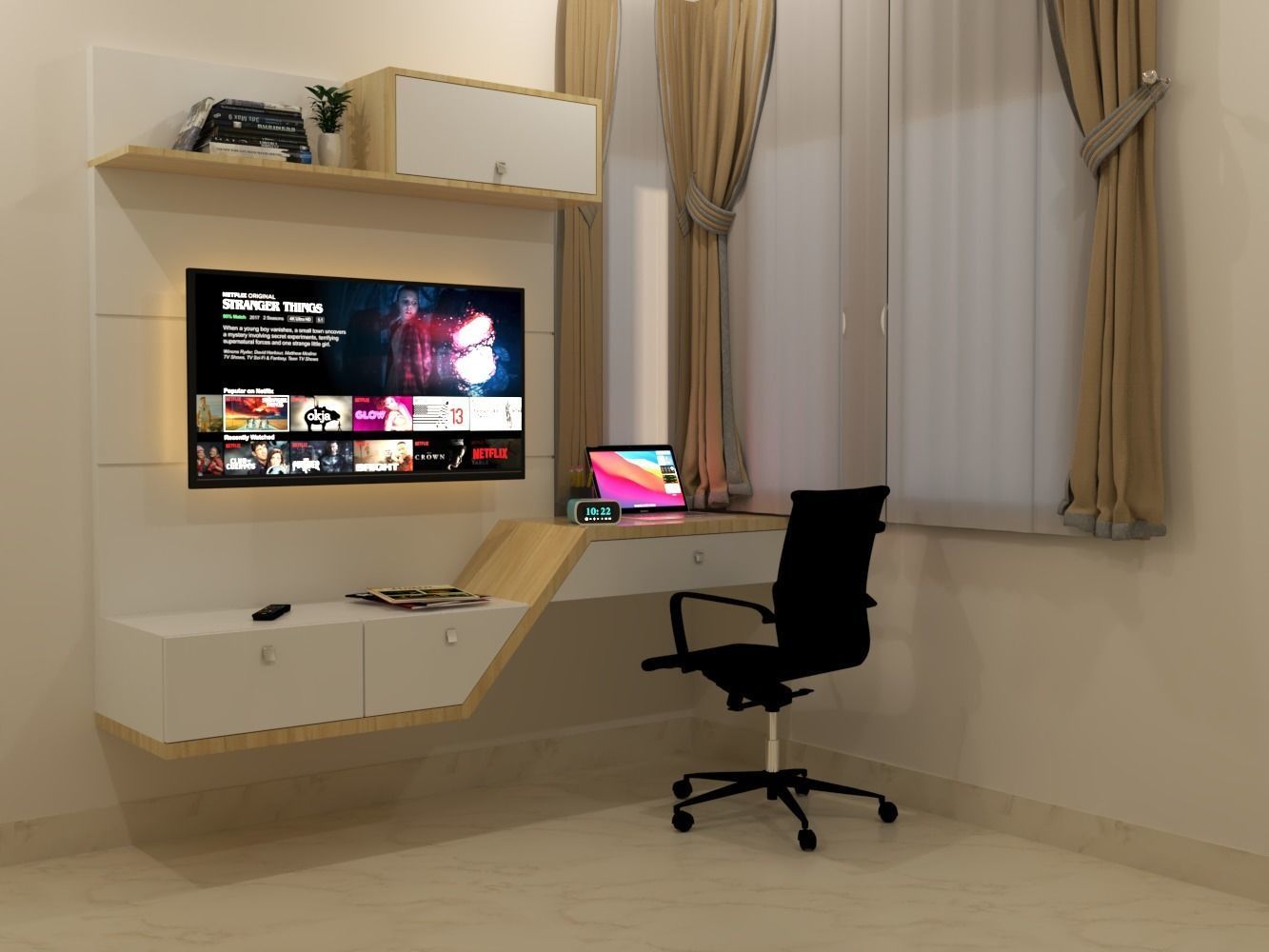 Study Table With Tv Unit 3D model | CGTrader