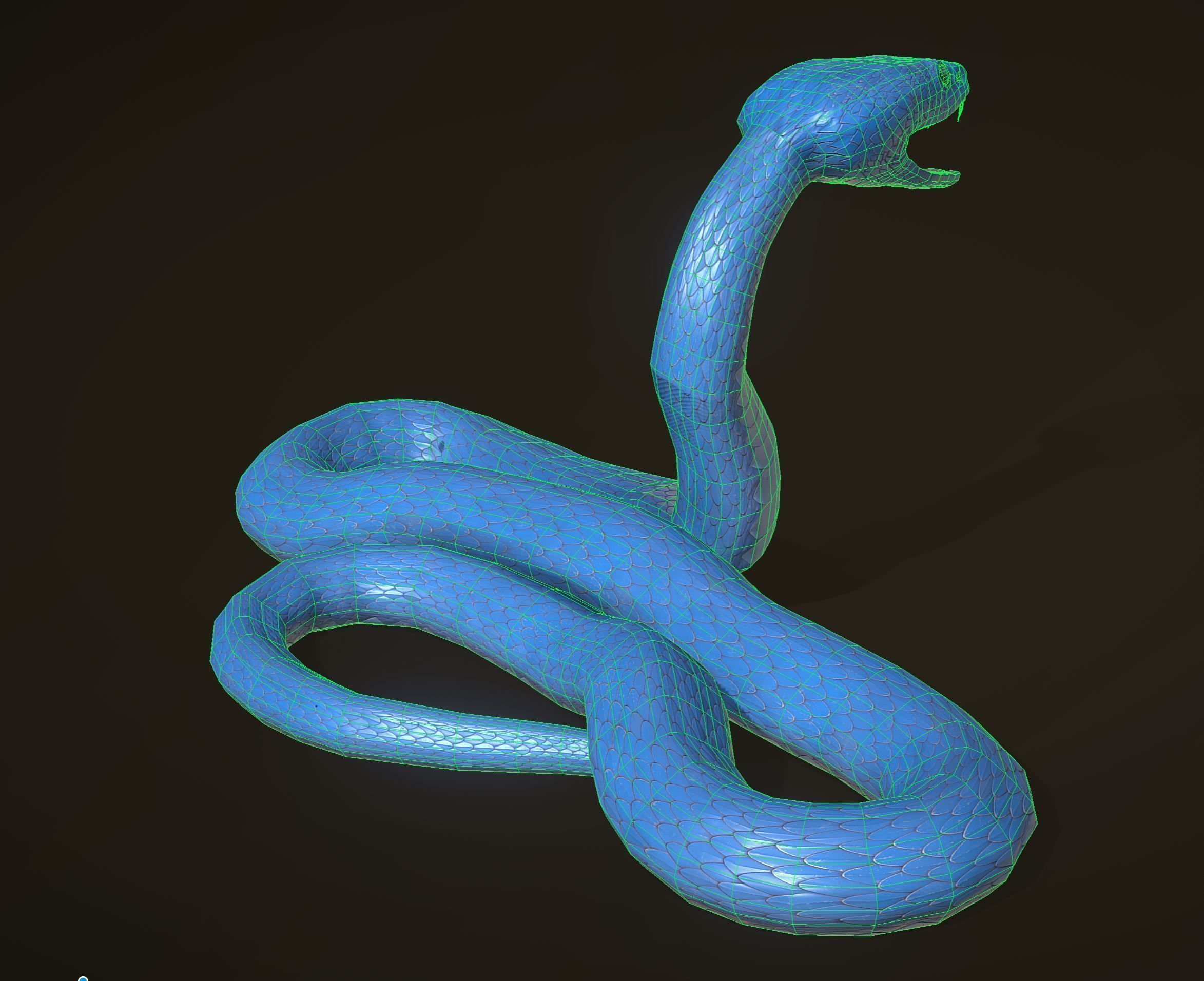 3D model Snake - Blue Viper with animations VR / AR / low-poly rigged ...