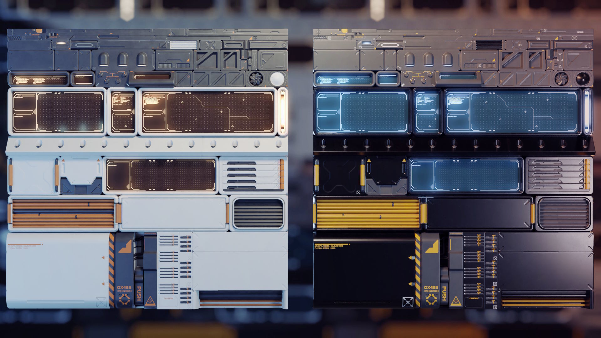 5 Sci-Fi trim sheets 3D model | CGTrader