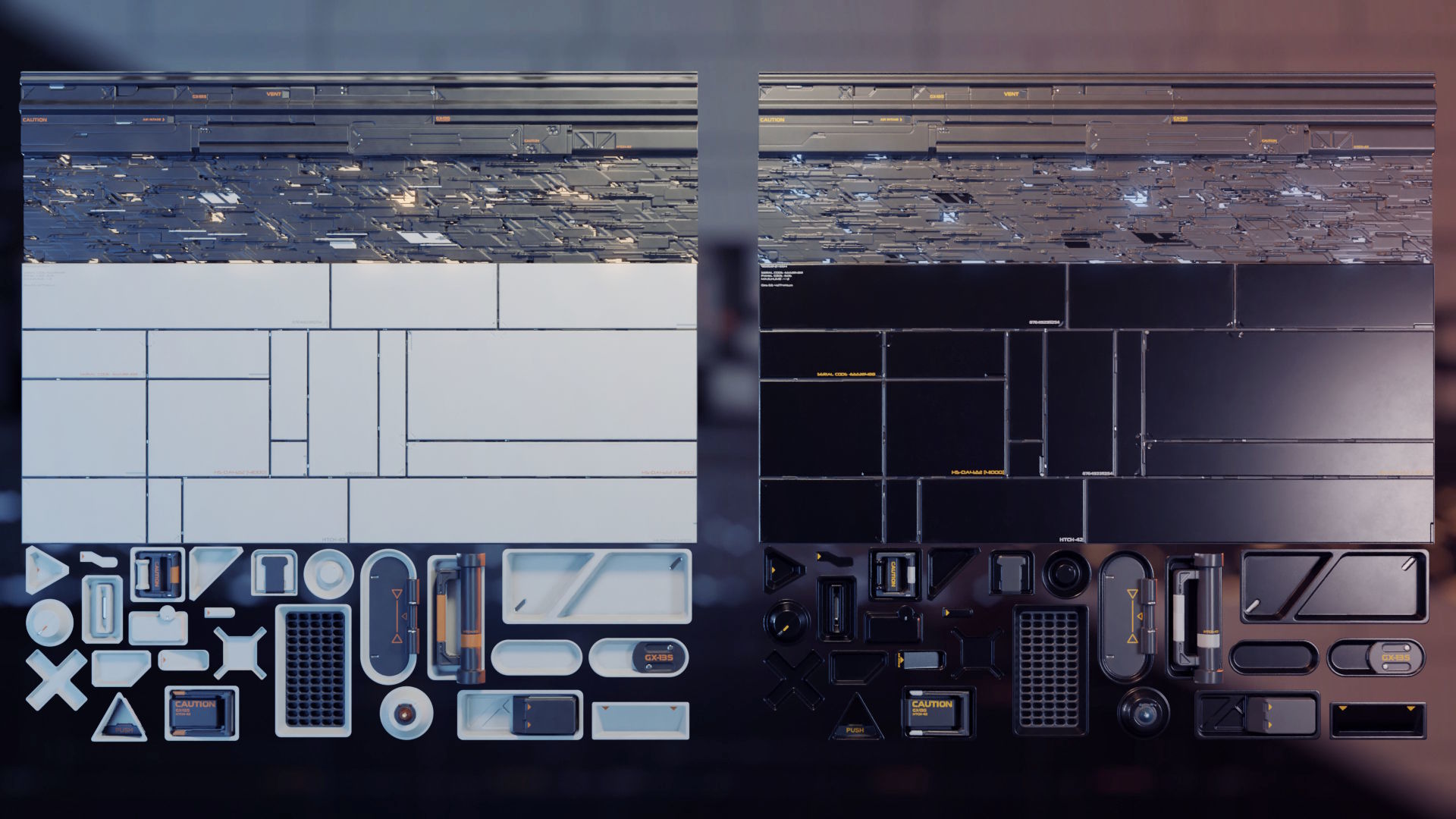 5 Sci-Fi trim sheets 3D model | CGTrader