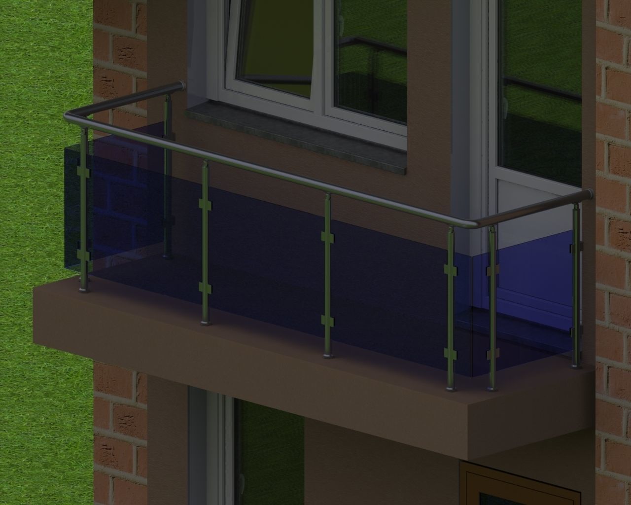 Balcony with glass railings in high-tech style 3D model | CGTrader