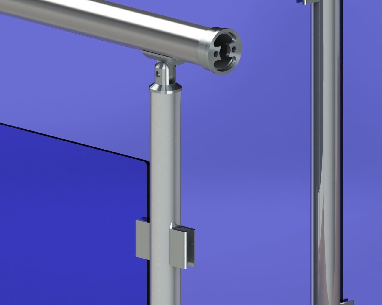 Balcony with glass railings in high-tech style 3D model | CGTrader