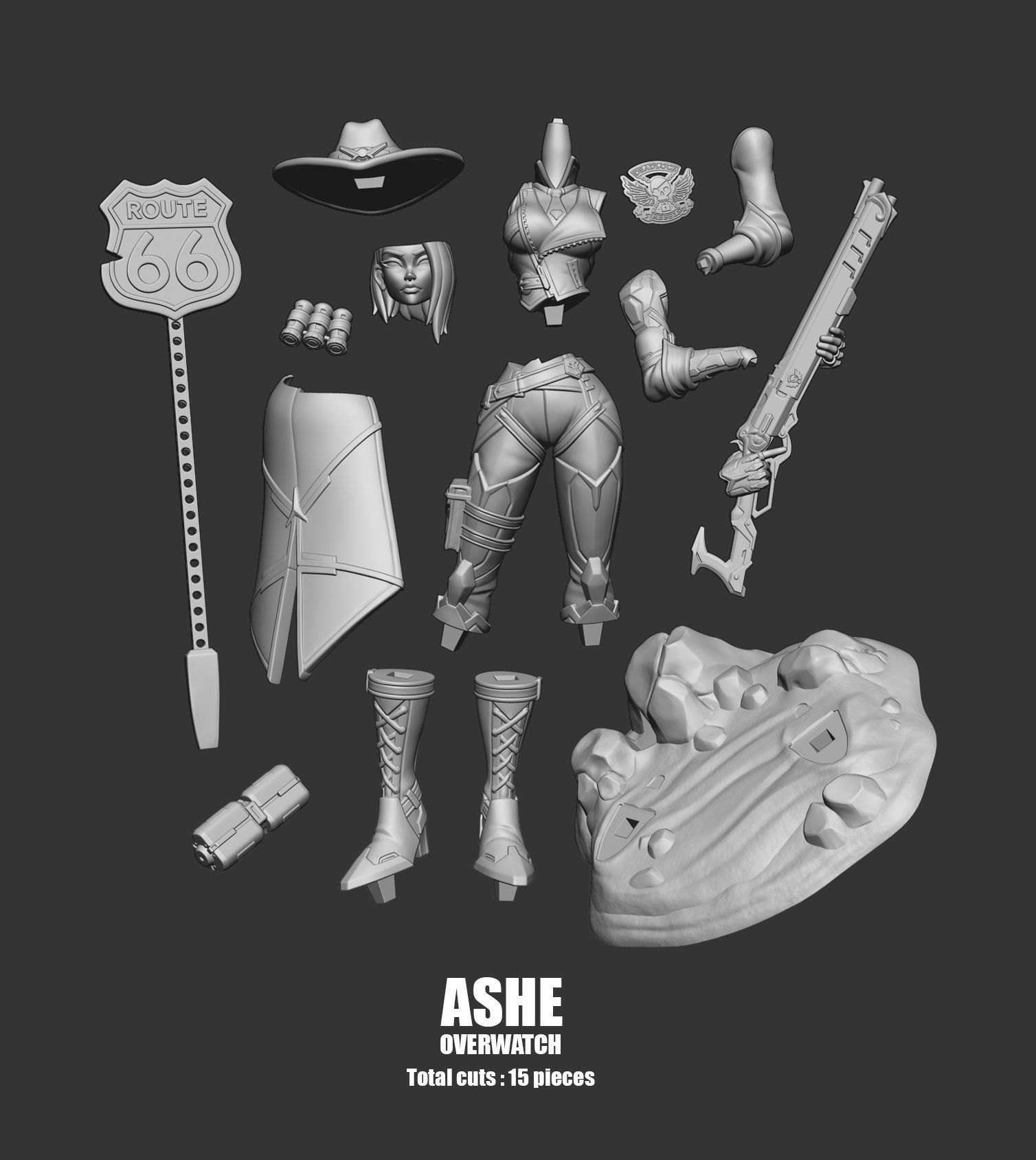 Ashe Overwatch 3D model 3D printable | CGTrader