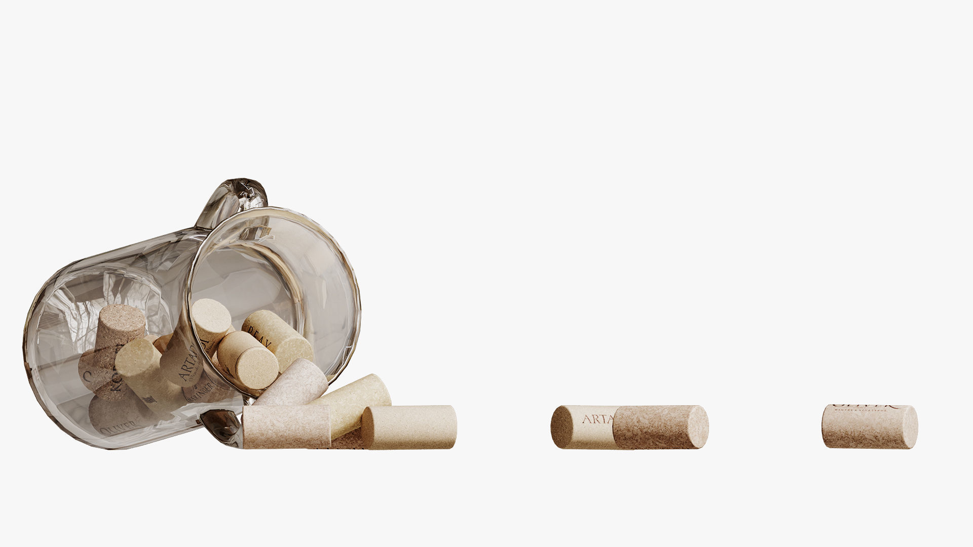 Decorative set of containers filled with wine corks 3D model | CGTrader