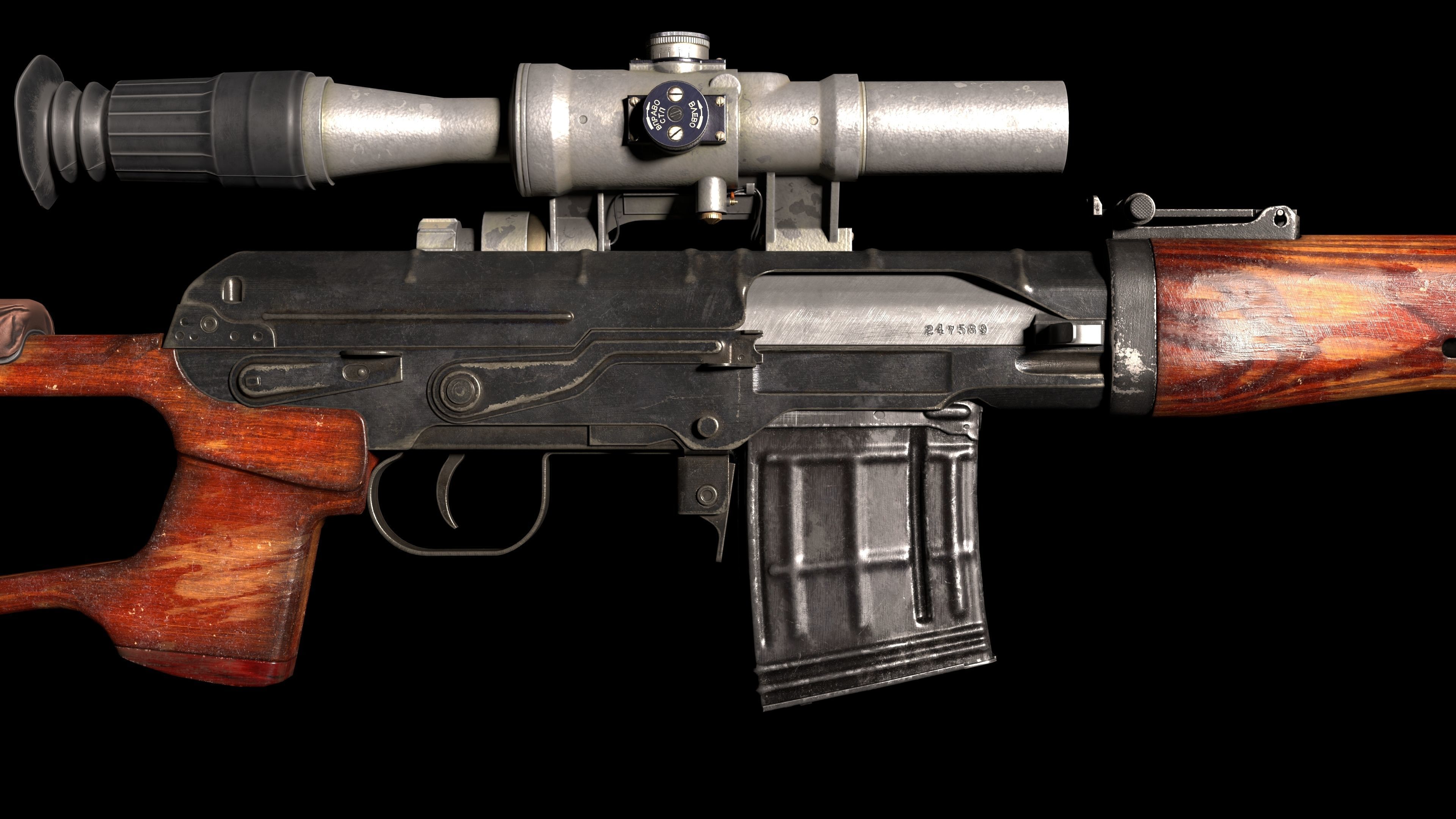 3D model SVD Sniper Rifle Dragunov wich PSO-1 VR / AR / low-poly | CGTrader