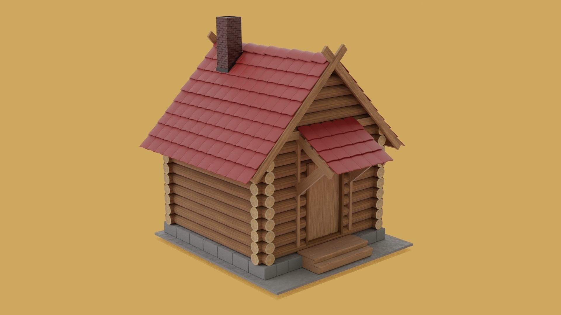 3D model log house in toy style VR / AR / low-poly | CGTrader