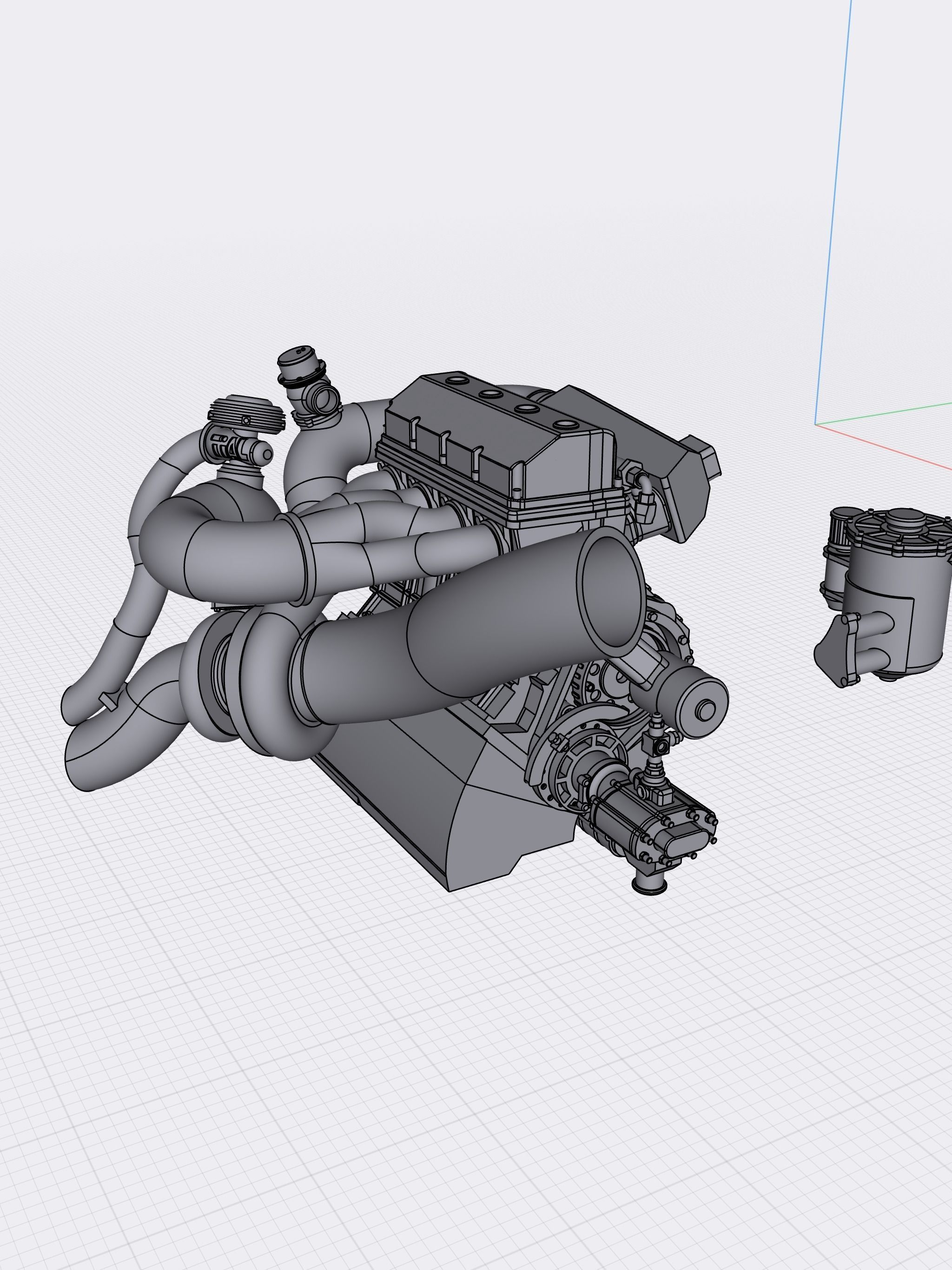 HEMI 4 cylinder Turbo Drag Engine Half Hemi Straight 4 3D model 3D ...