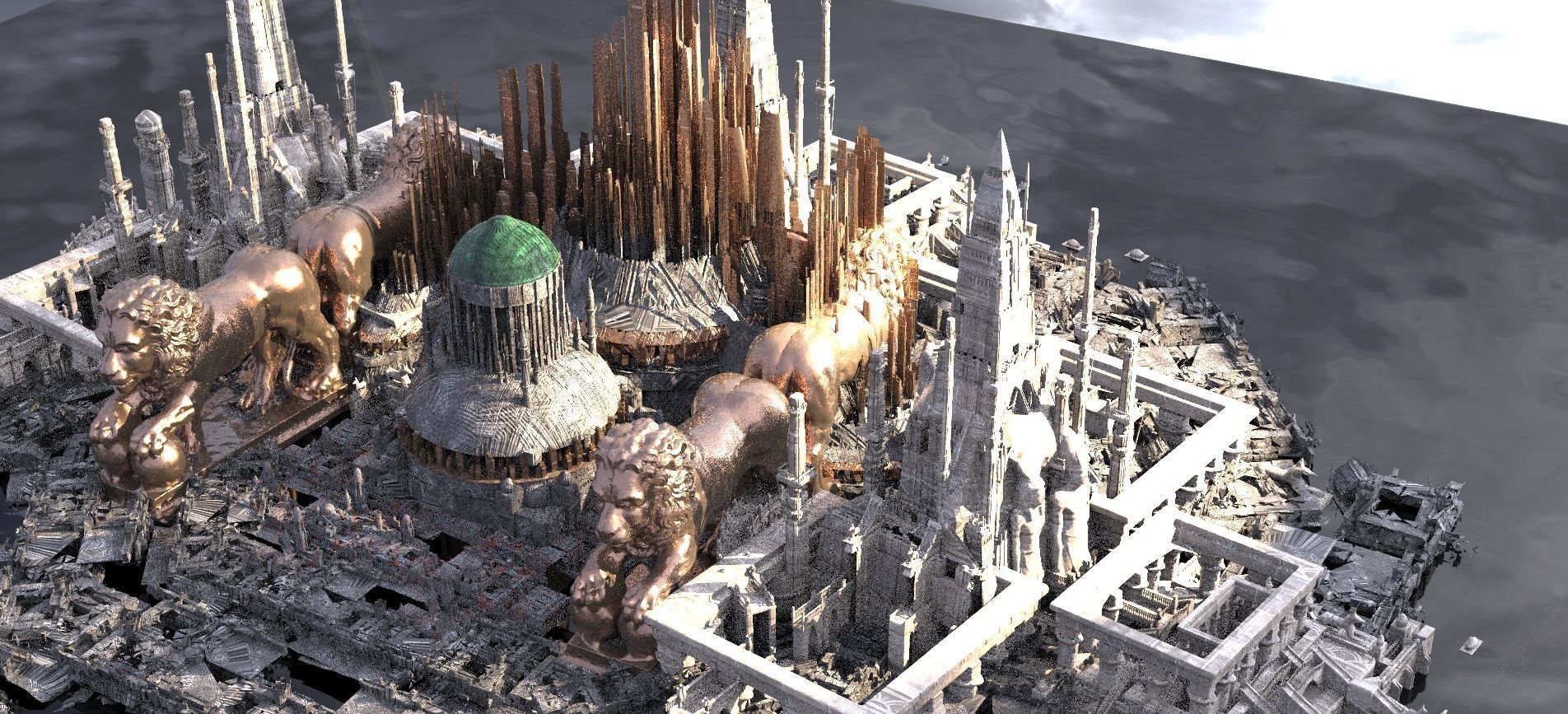 God Emperors High palace Future tech city 3D model | CGTrader