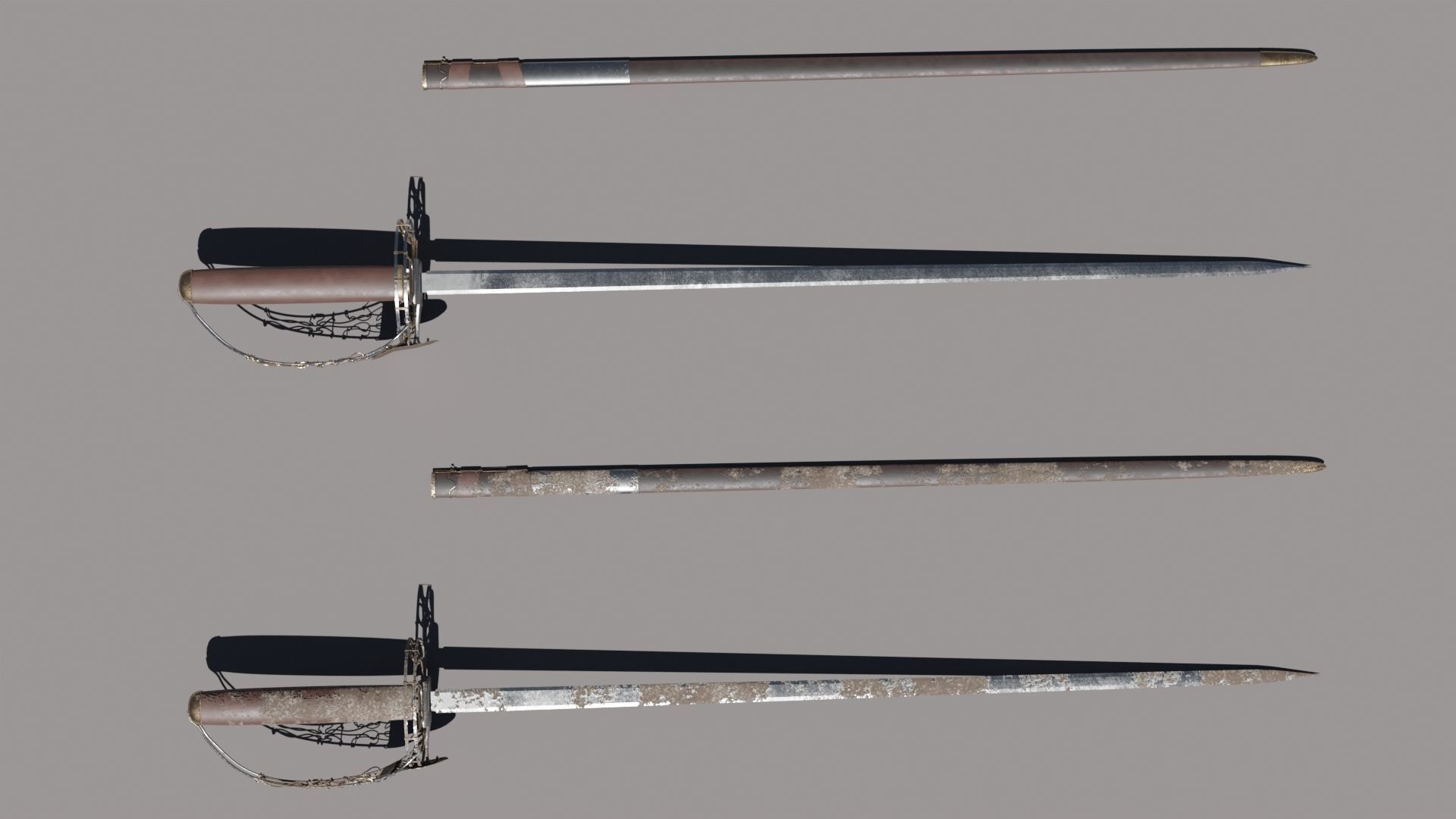3D model sheathed sword VR / AR / low-poly | CGTrader