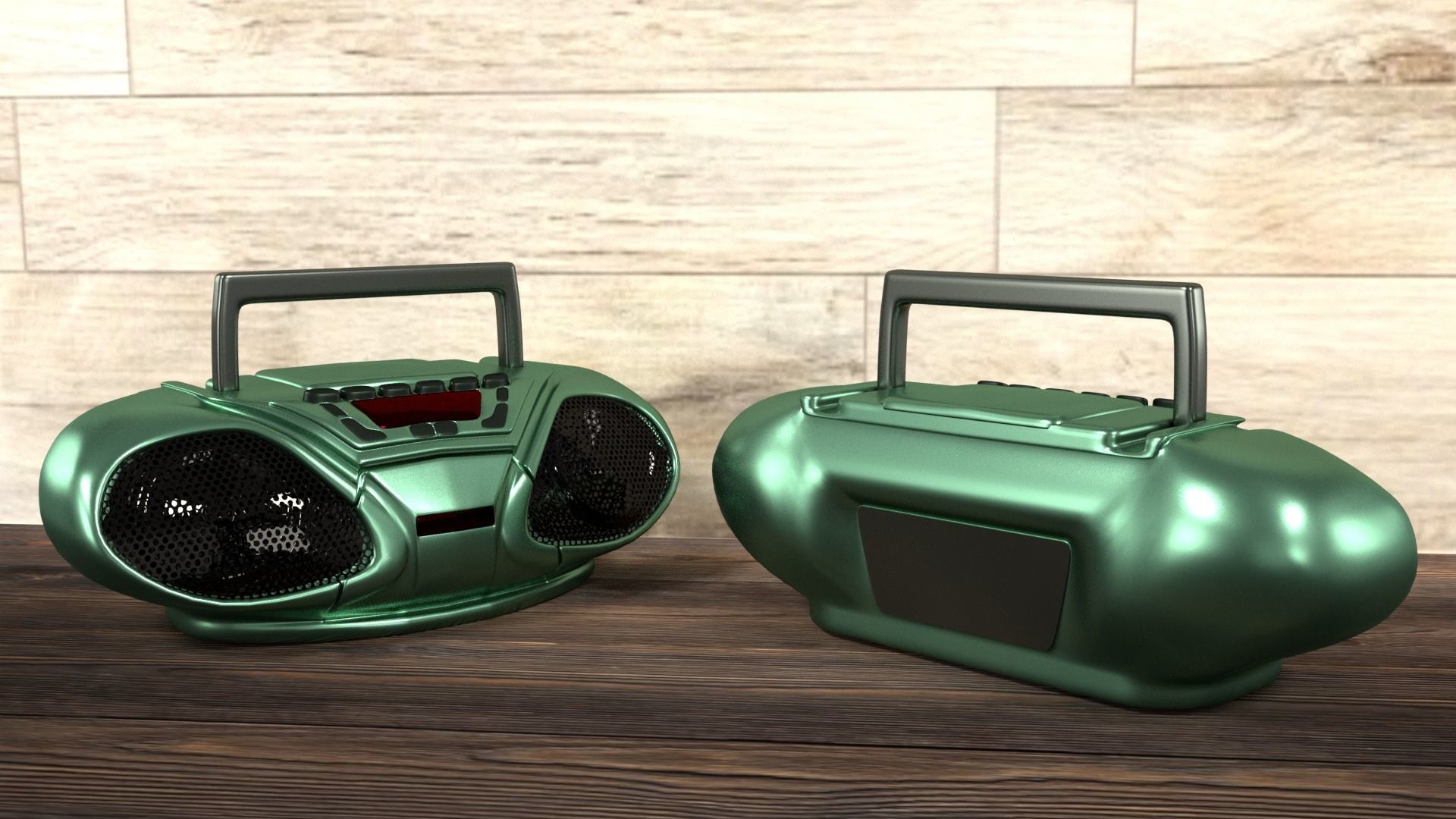 BoomBox on wooden table 3D model | CGTrader
