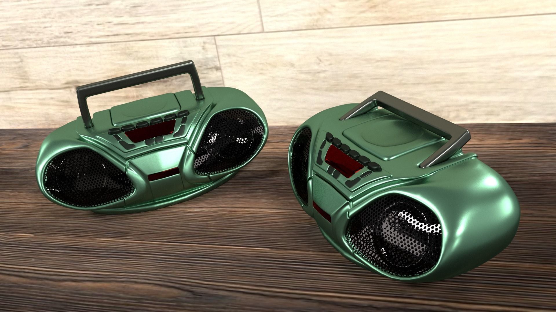 BoomBox on wooden table 3D model | CGTrader