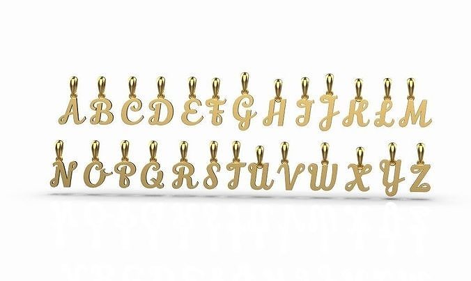 Pendant with 26 alphabet letters 3dm model 3D model 3D printable | CGTrader
