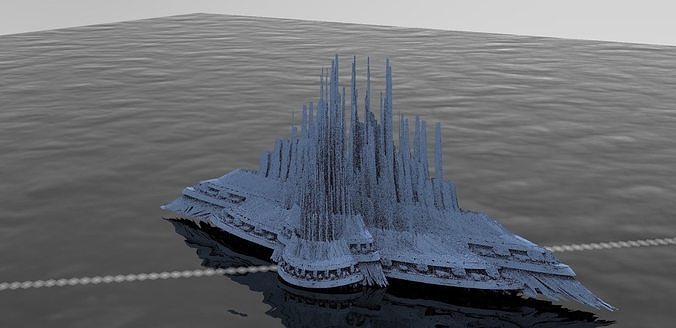 Sci fi City Dome floating island 7 3D model | CGTrader
